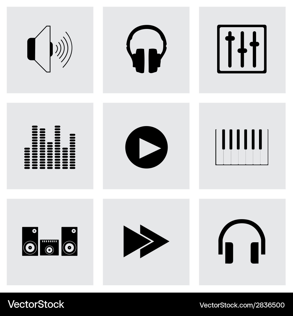 Black sound icons set Royalty Free Vector Image