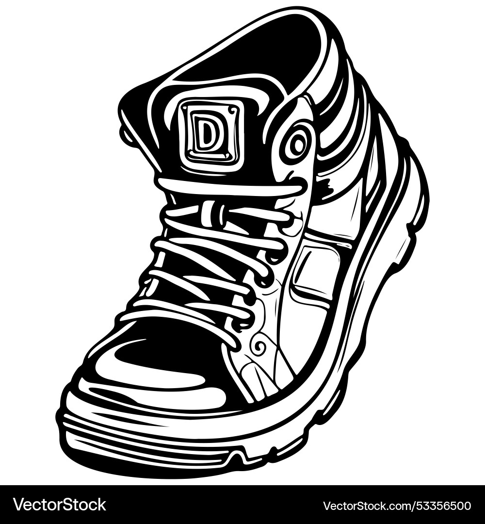 Cartoon shoe drawing vintage line image Royalty Free Vector