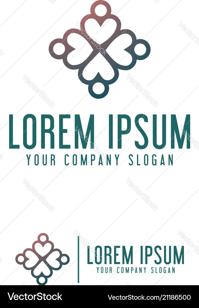 Community care logo people heart 4 Royalty Free Vector Image