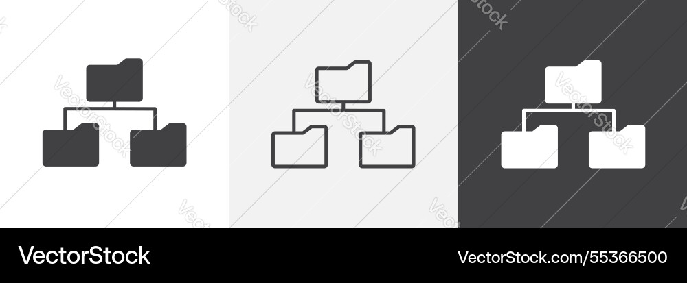 Folder tree icons collection graphic designs Vector Image