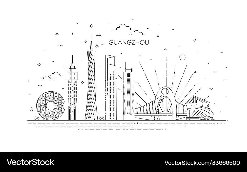 Guangzhou skyline Royalty Free Vector Image - VectorStock
