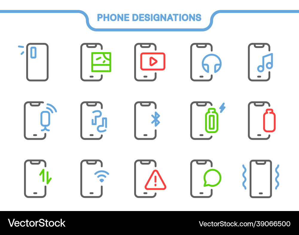 Icon set phone designations collection Royalty Free Vector