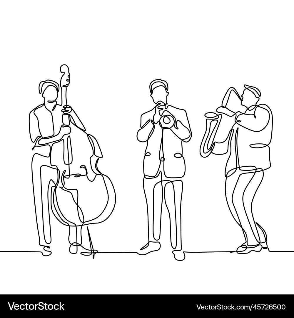 Jazz music player continuous one line drawing Vector Image