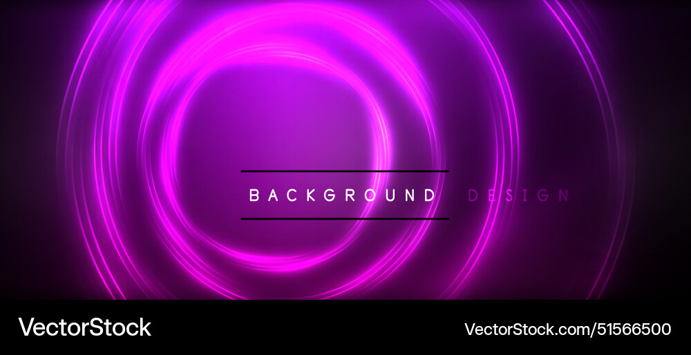 Neon glowing circle rays light round lines in the Vector Image
