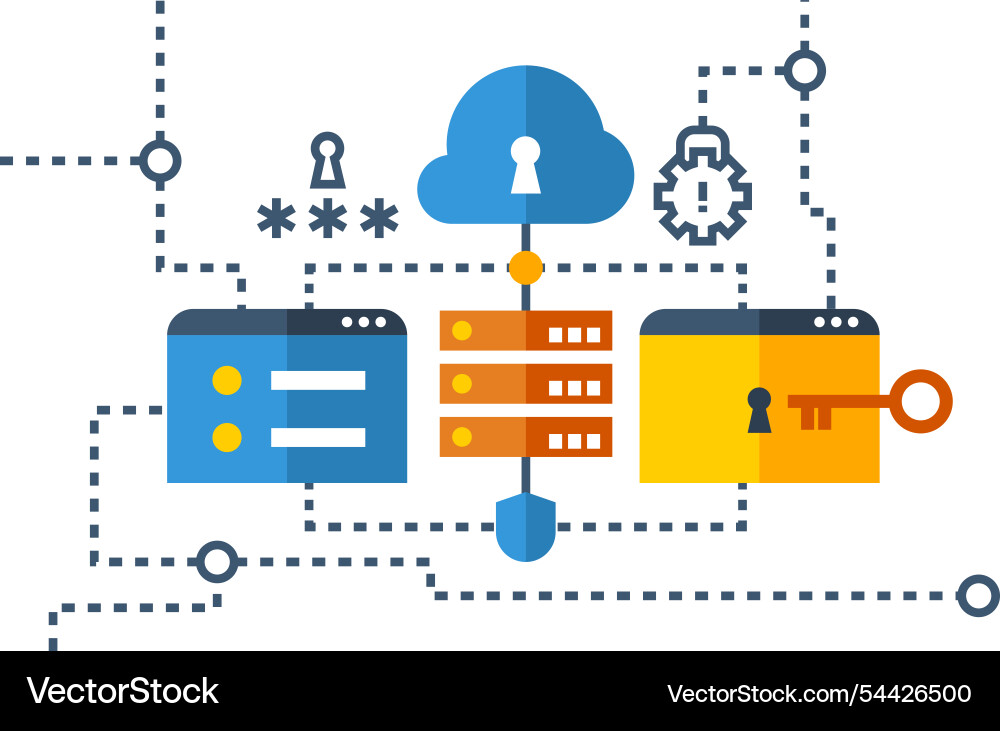 Network protection concept data security color Vector Image