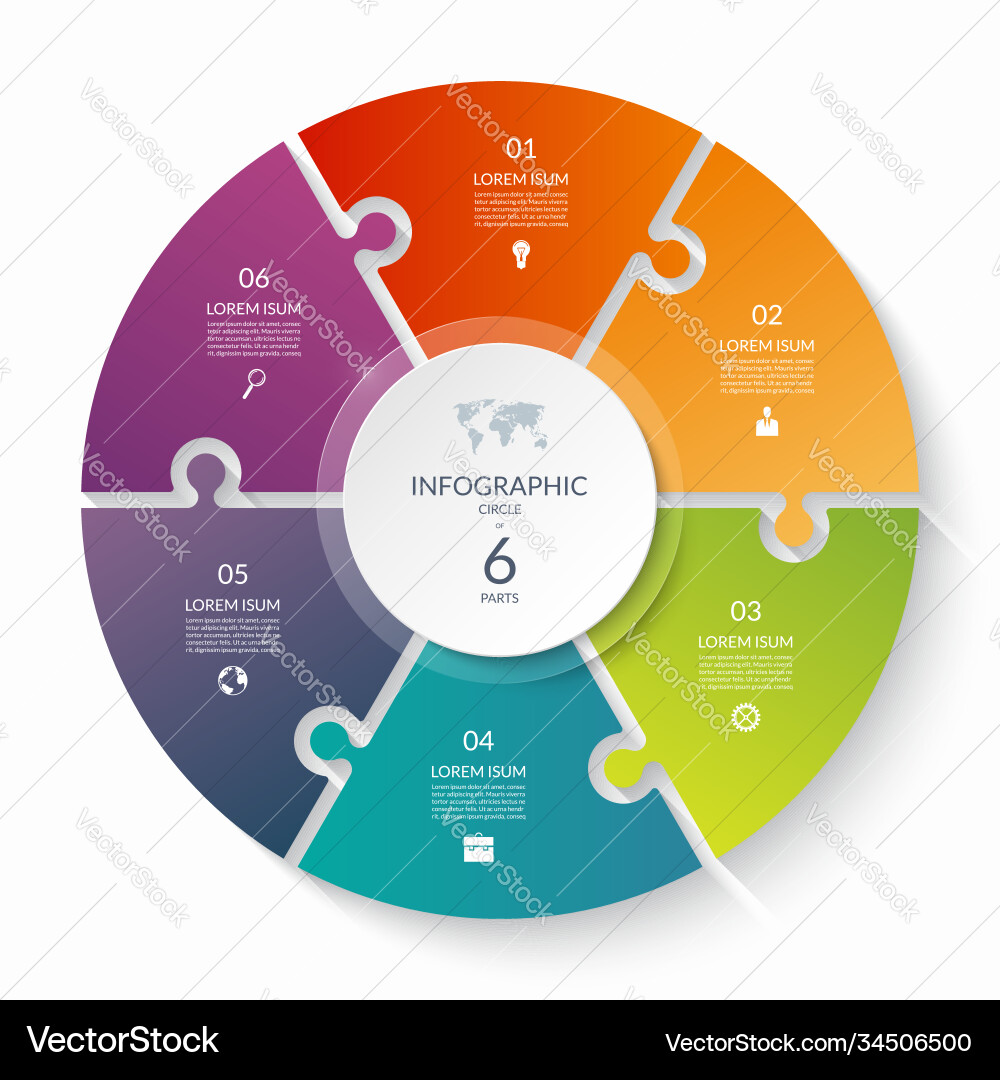 Six Piece Puzzle Vector Images (over 280)