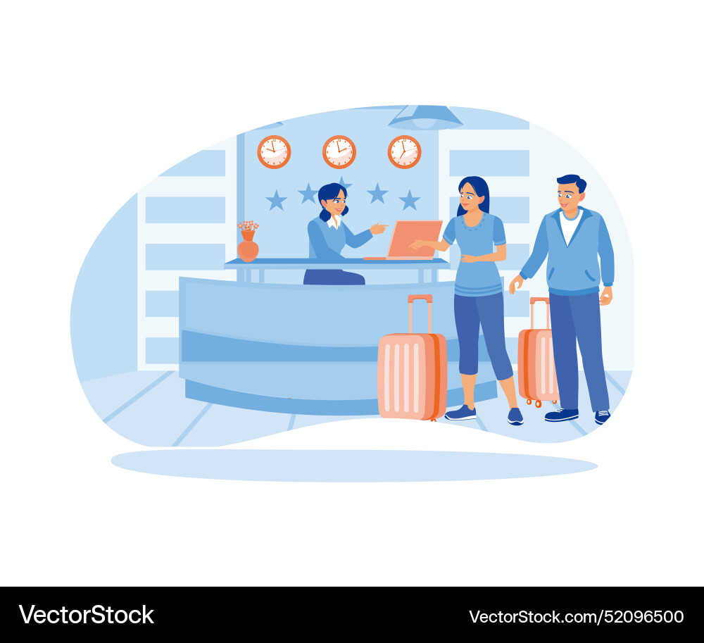 Reception is in the hotel lobby a pair Royalty Free Vector
