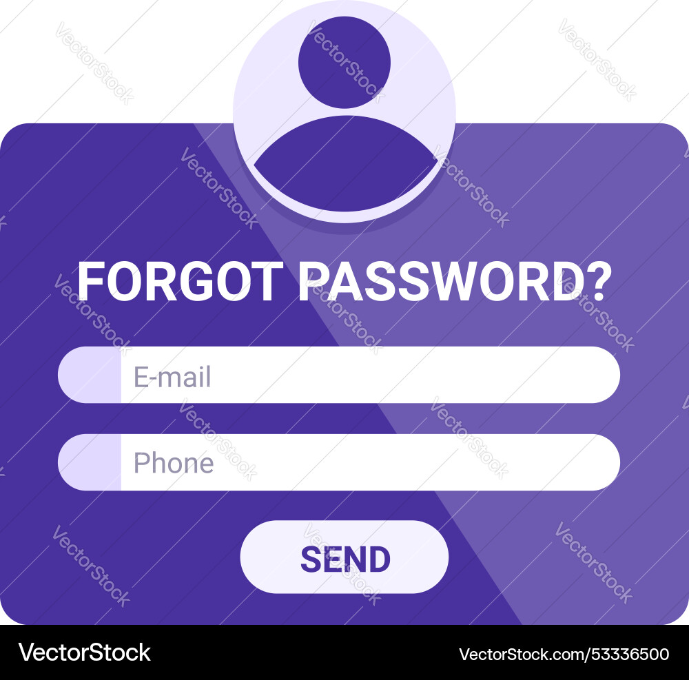 User account recovery page requesting email Vector Image