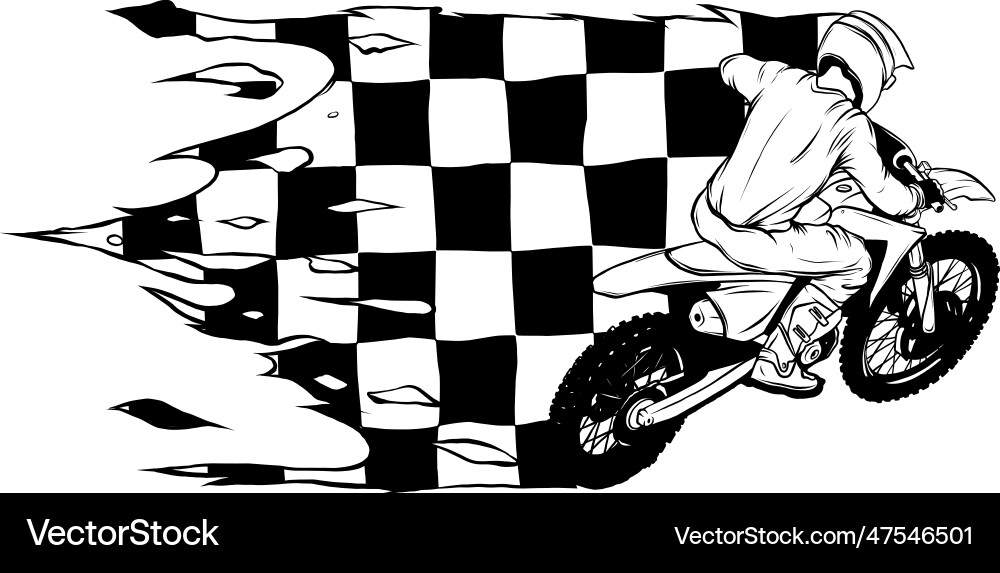 Black and white jumping racer riding Royalty Free Vector