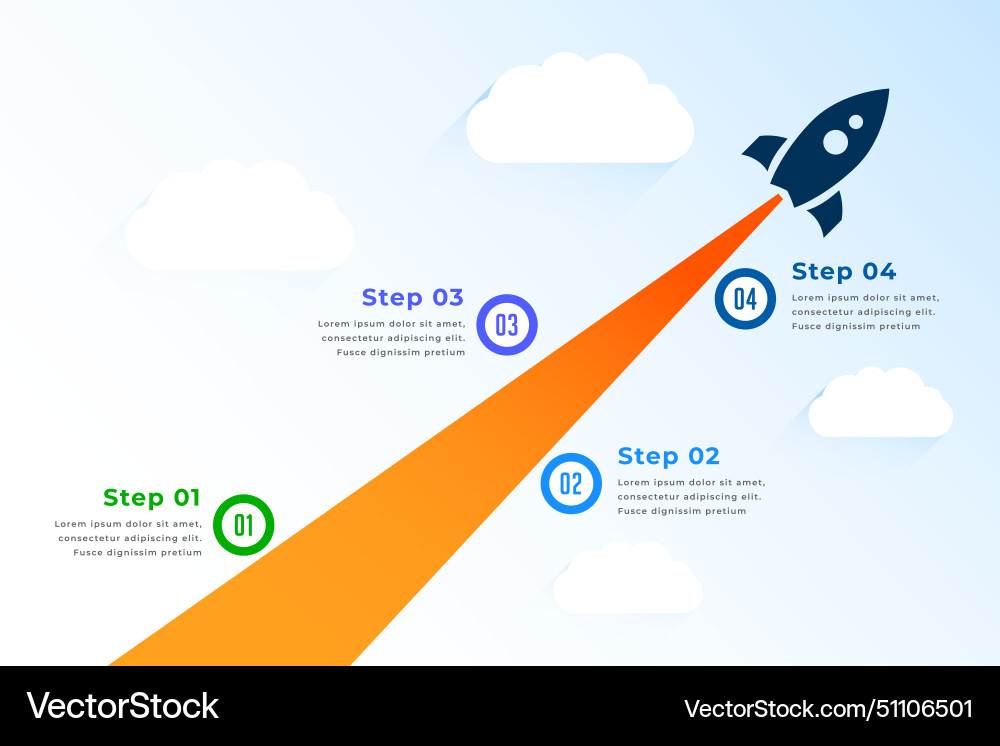 Business infographic success template with rocket Vector Image
