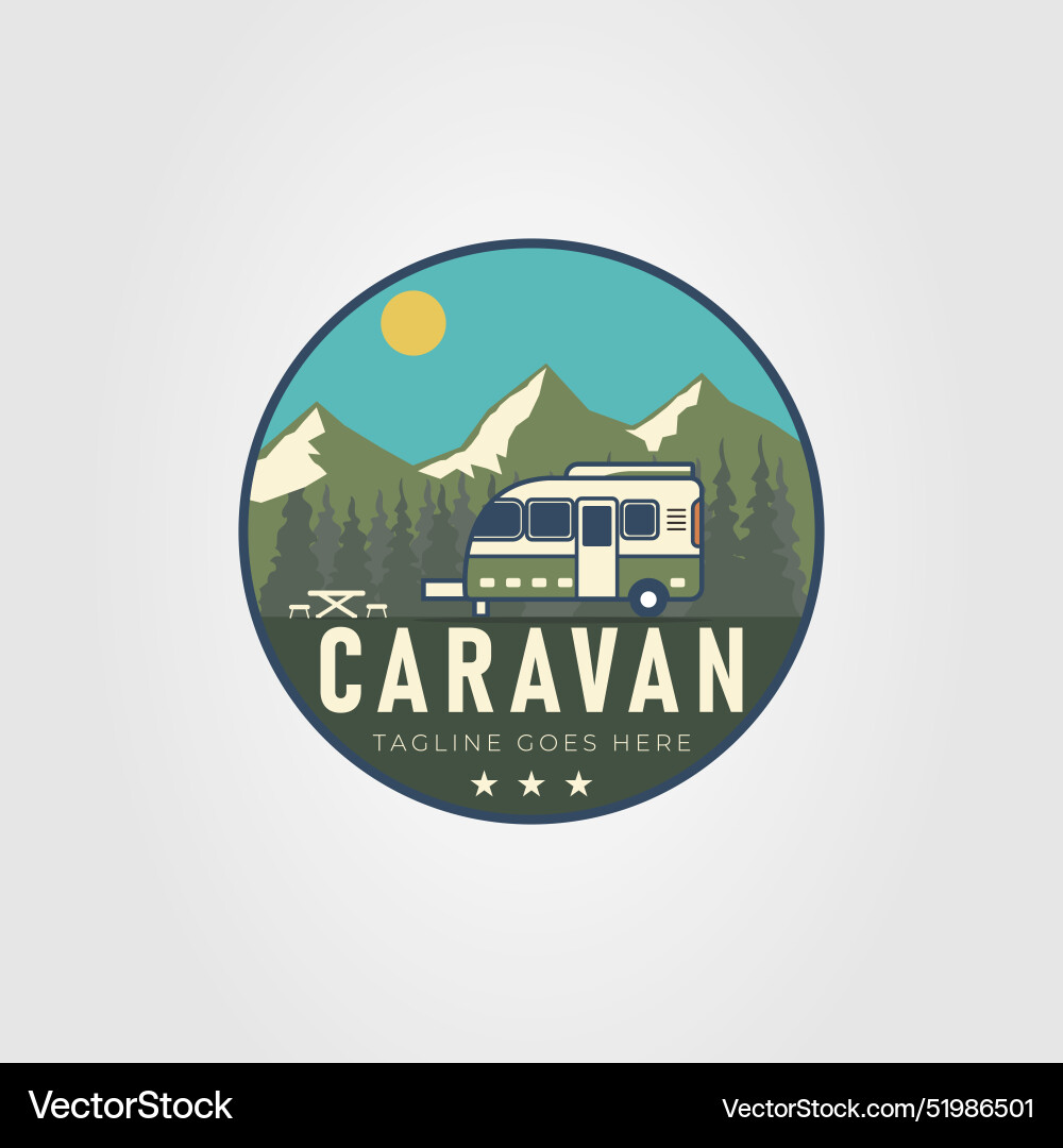 Caravan car or camper van logo design Royalty Free Vector