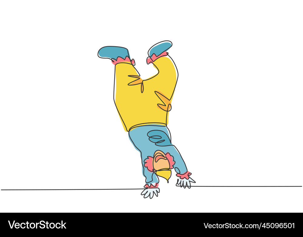 Continuous one line drawing male clowns perform Vector Image