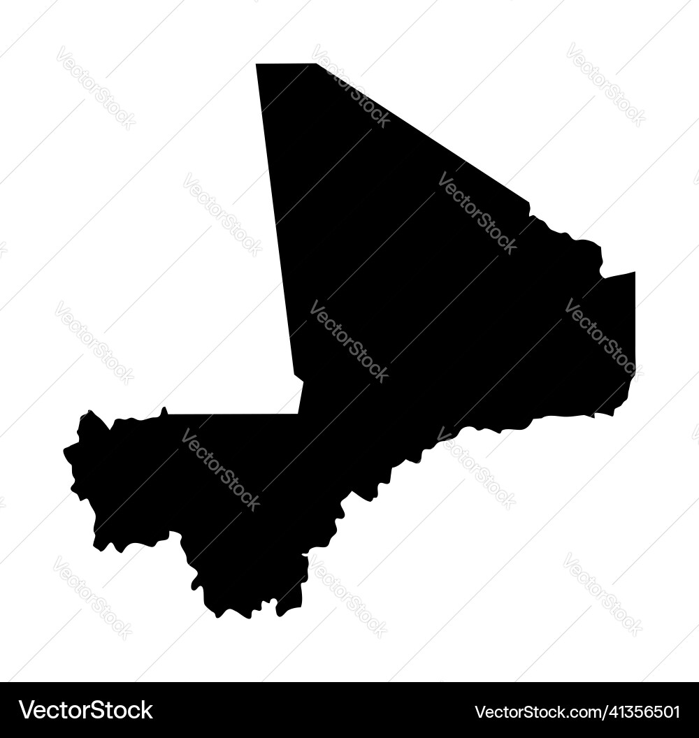 Mali island map silhouette Royalty Free Vector Image