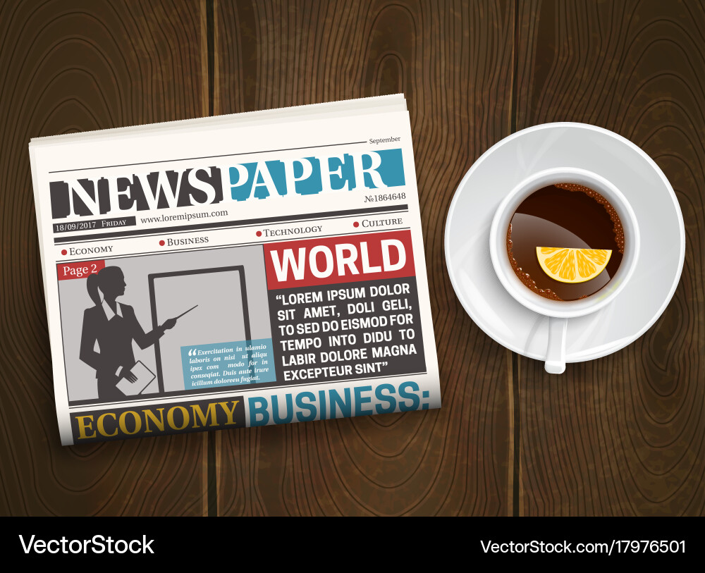 Morning newspaper wood background poster Vector Image