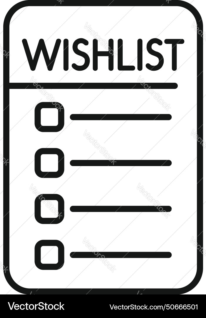 Paper wish list icon outline key desire Royalty Free Vector