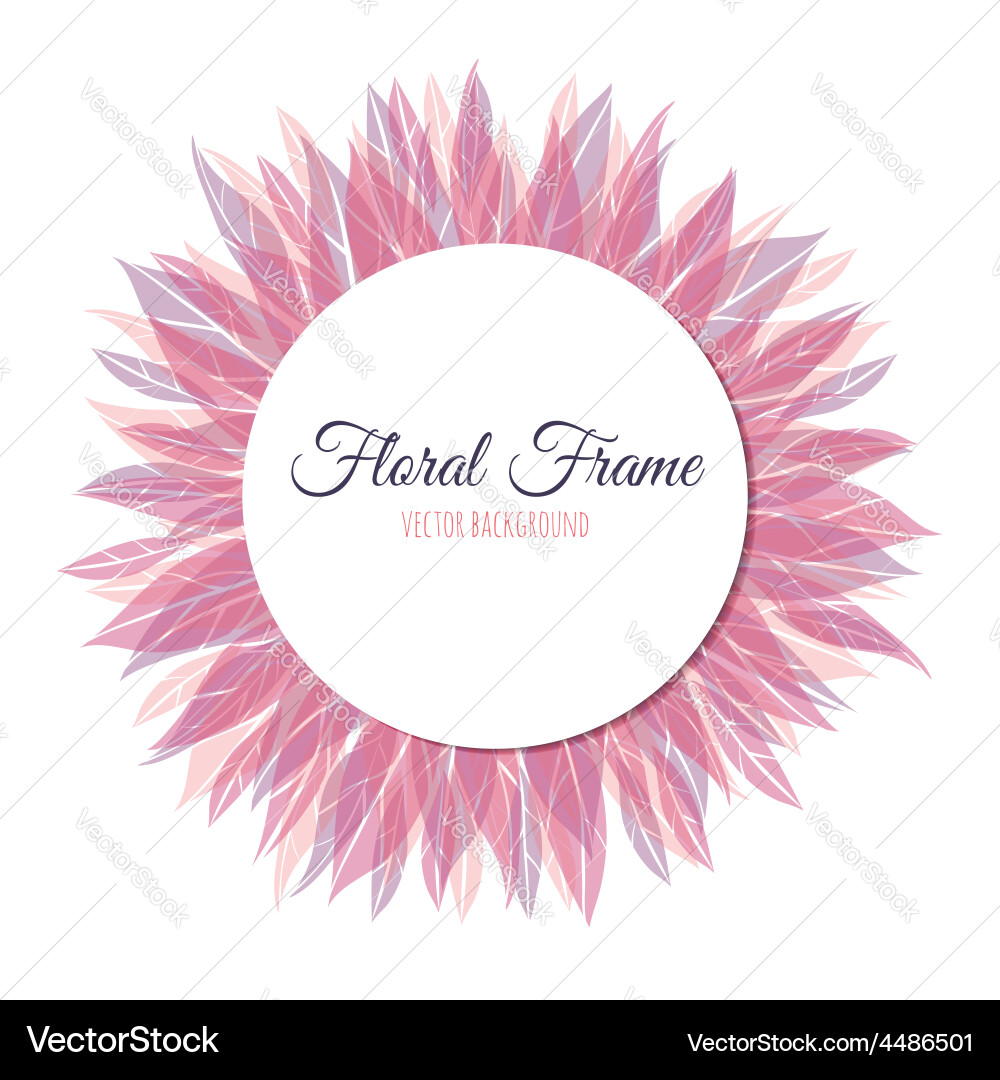 Pink floral round frame Royalty Free Vector Image