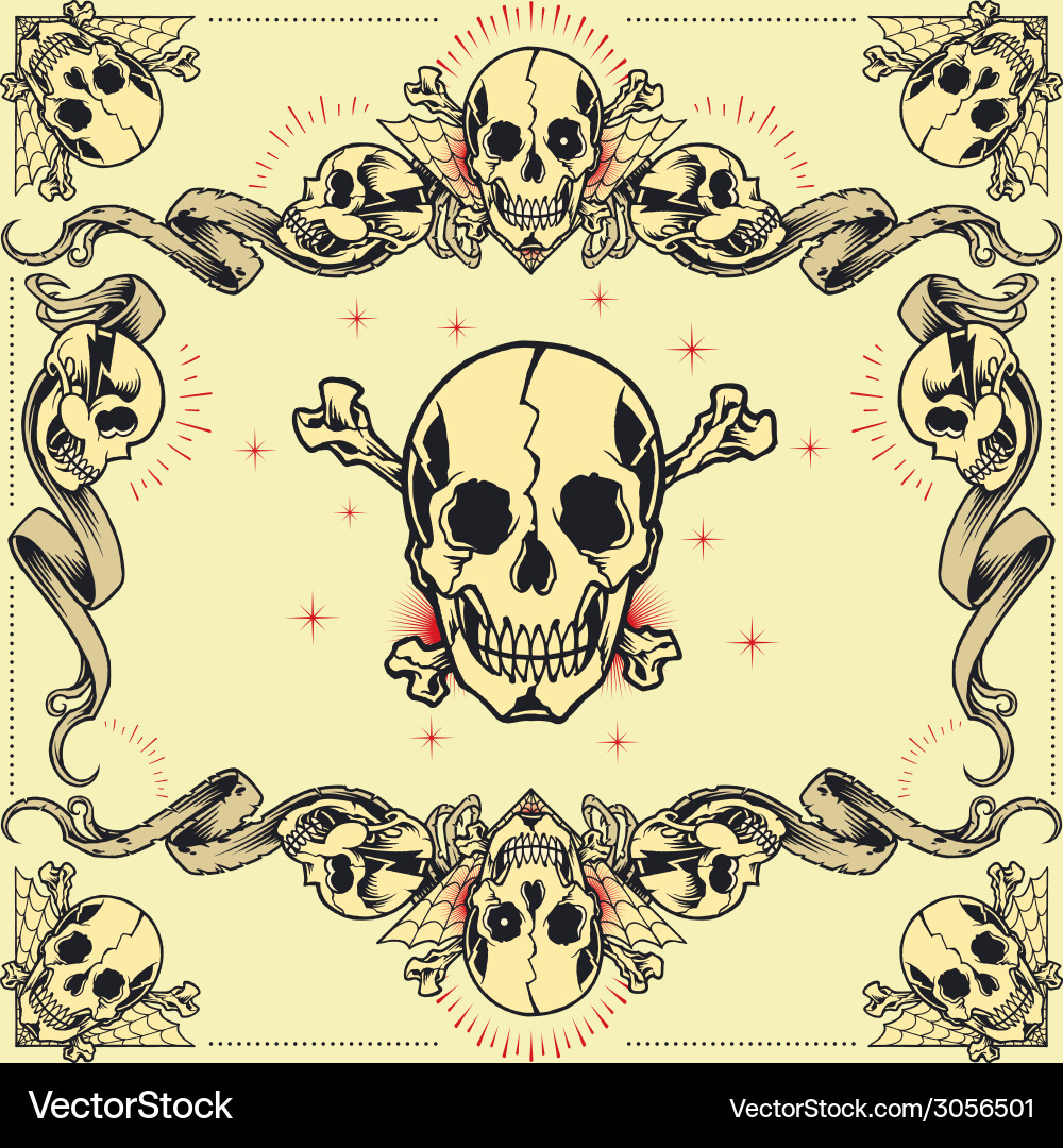 Skull and ribbon frames Royalty Free Vector Image