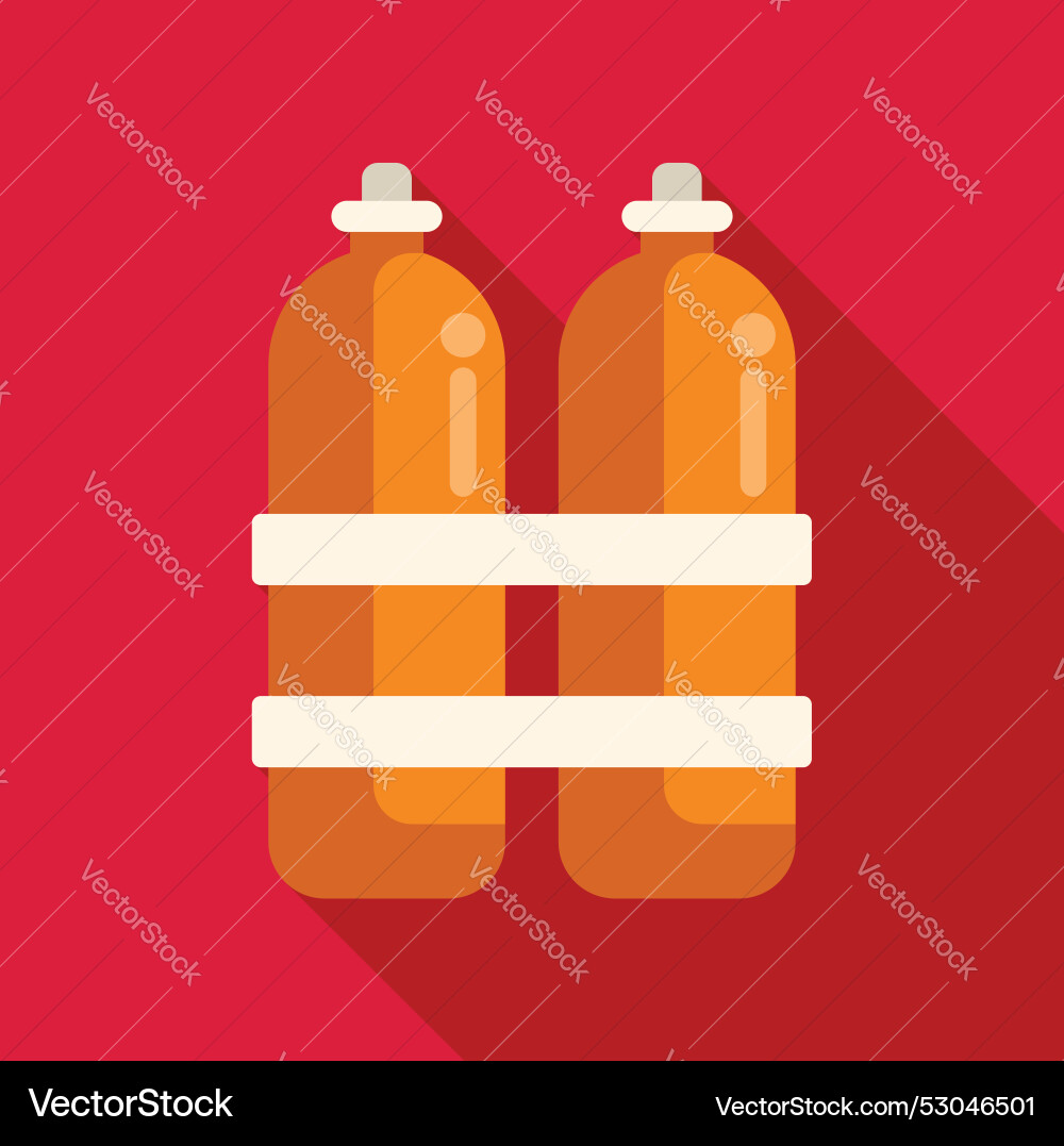 Two oxygen tanks with white straps for diving Vector Image