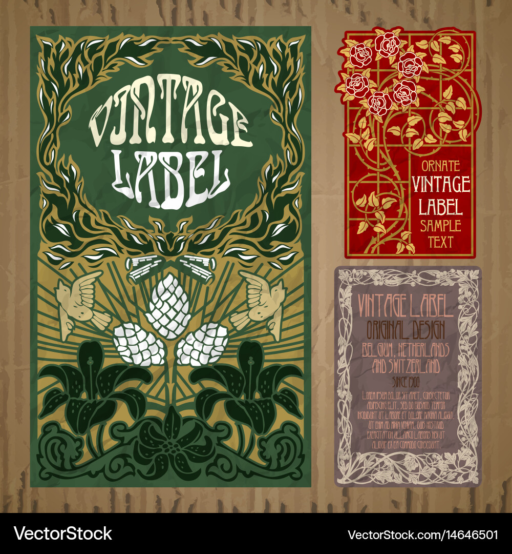 Vintage items - label art nouveau Royalty Free Vector Image