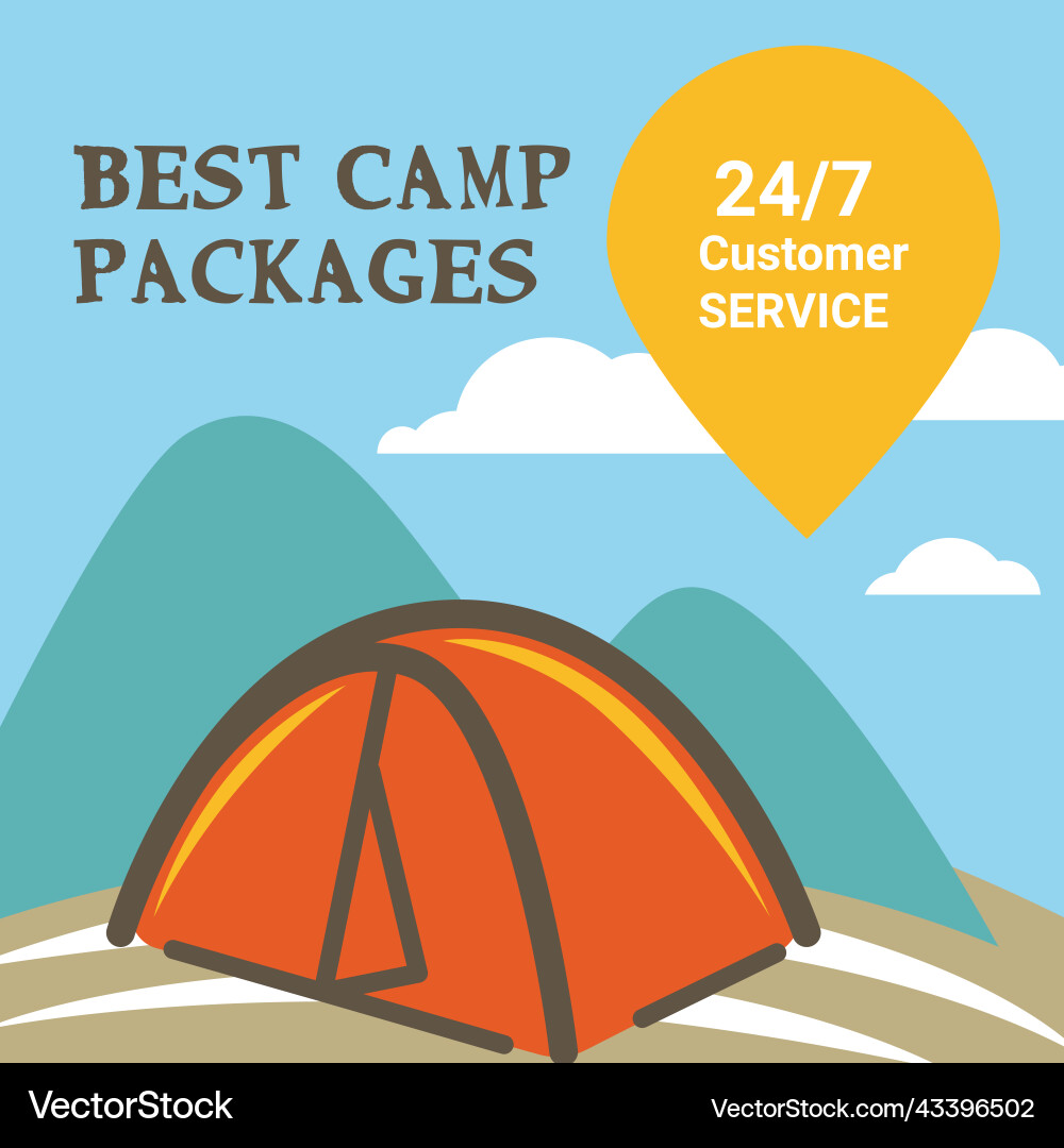 Best camp packages customer service ads banner Vector Image