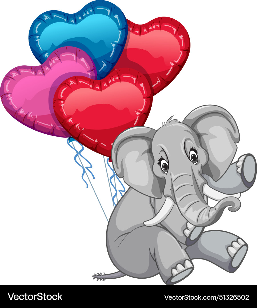 Cute elephant holding vibrant heart-shaped Vector Image
