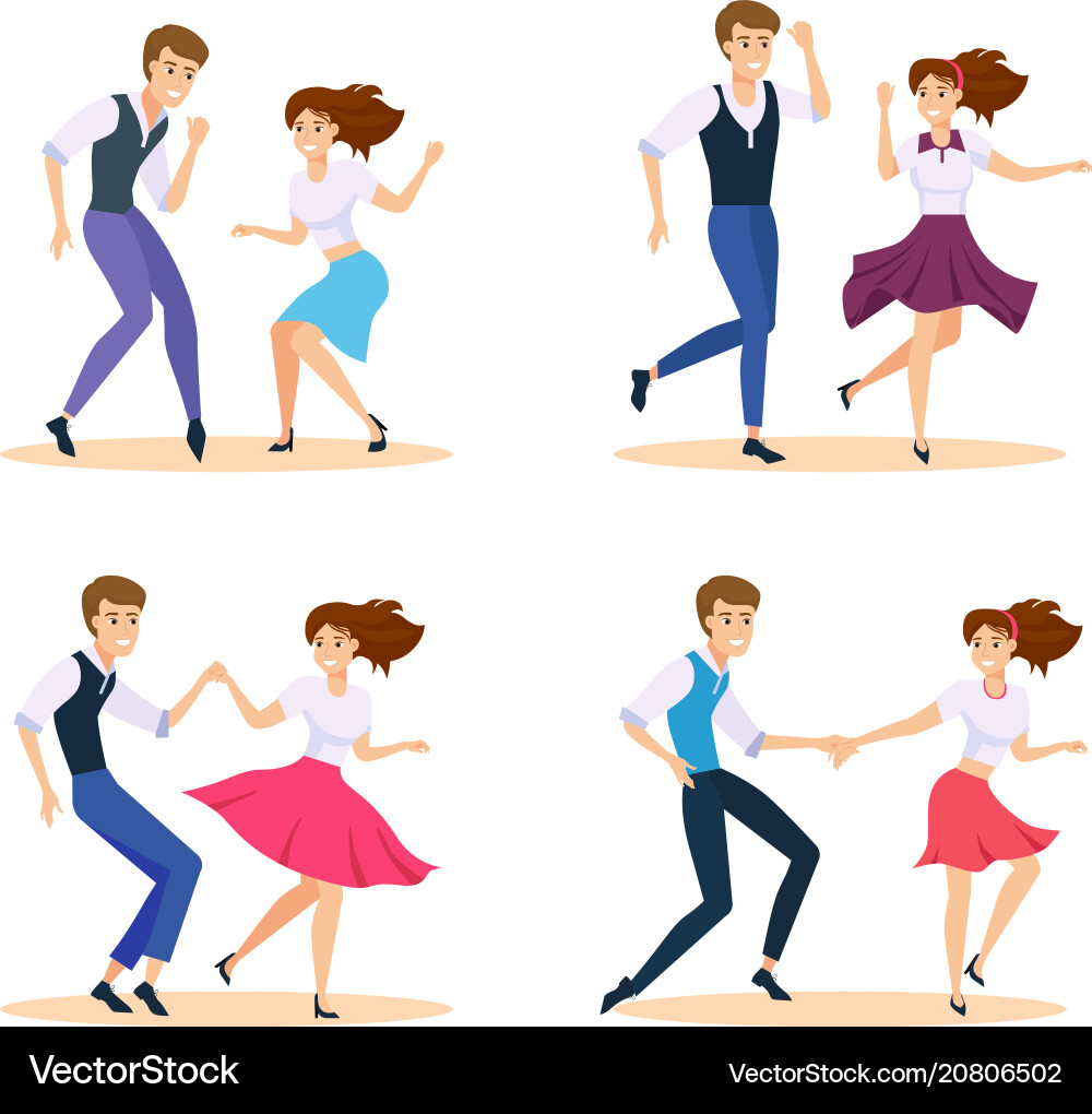 Dancing couple swing dancers Royalty Free Vector Image