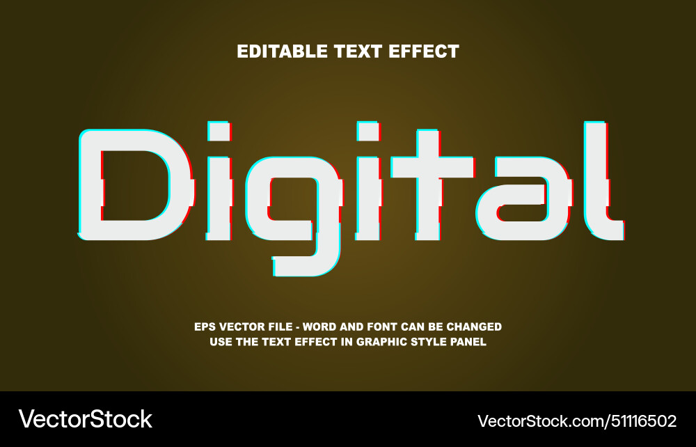 Editable text effect digital 3d template Vector Image