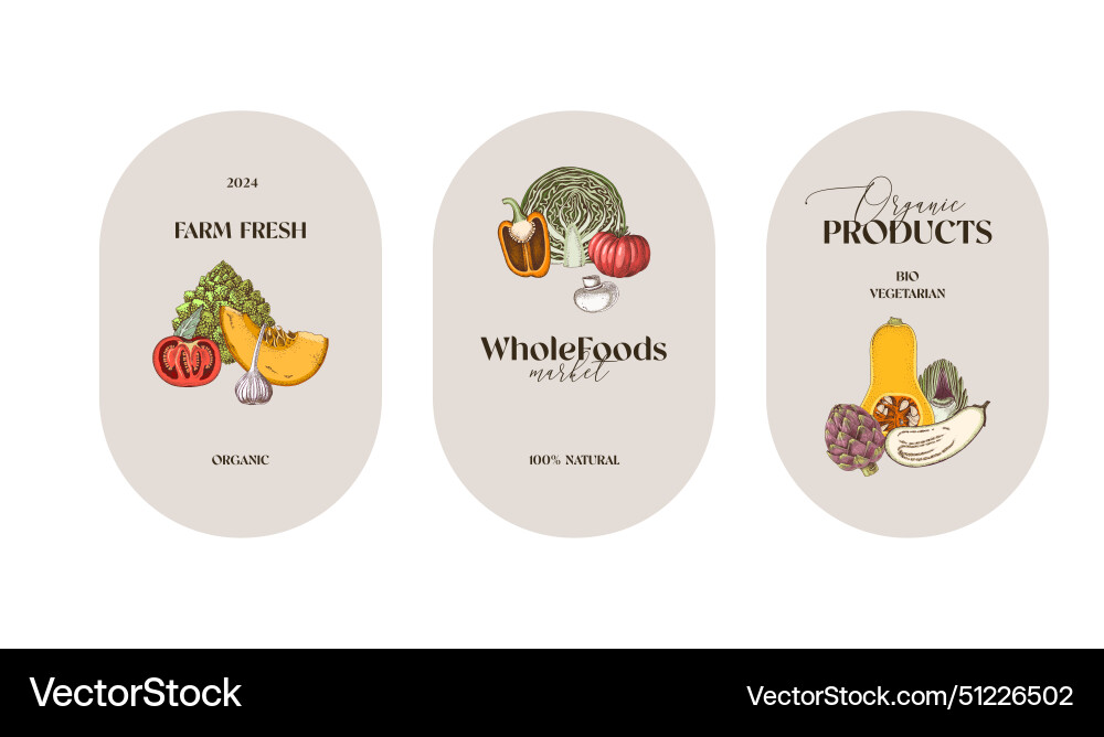 Food market labels collection Royalty Free Vector Image