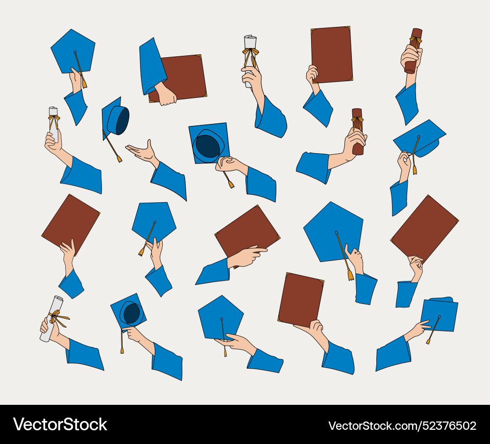 Graduation cap and diploma celebration icons Vector Image