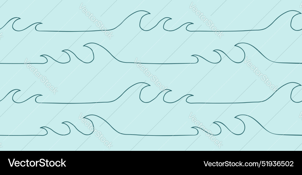Seamless wave pattern drawn with one continuous Vector Image