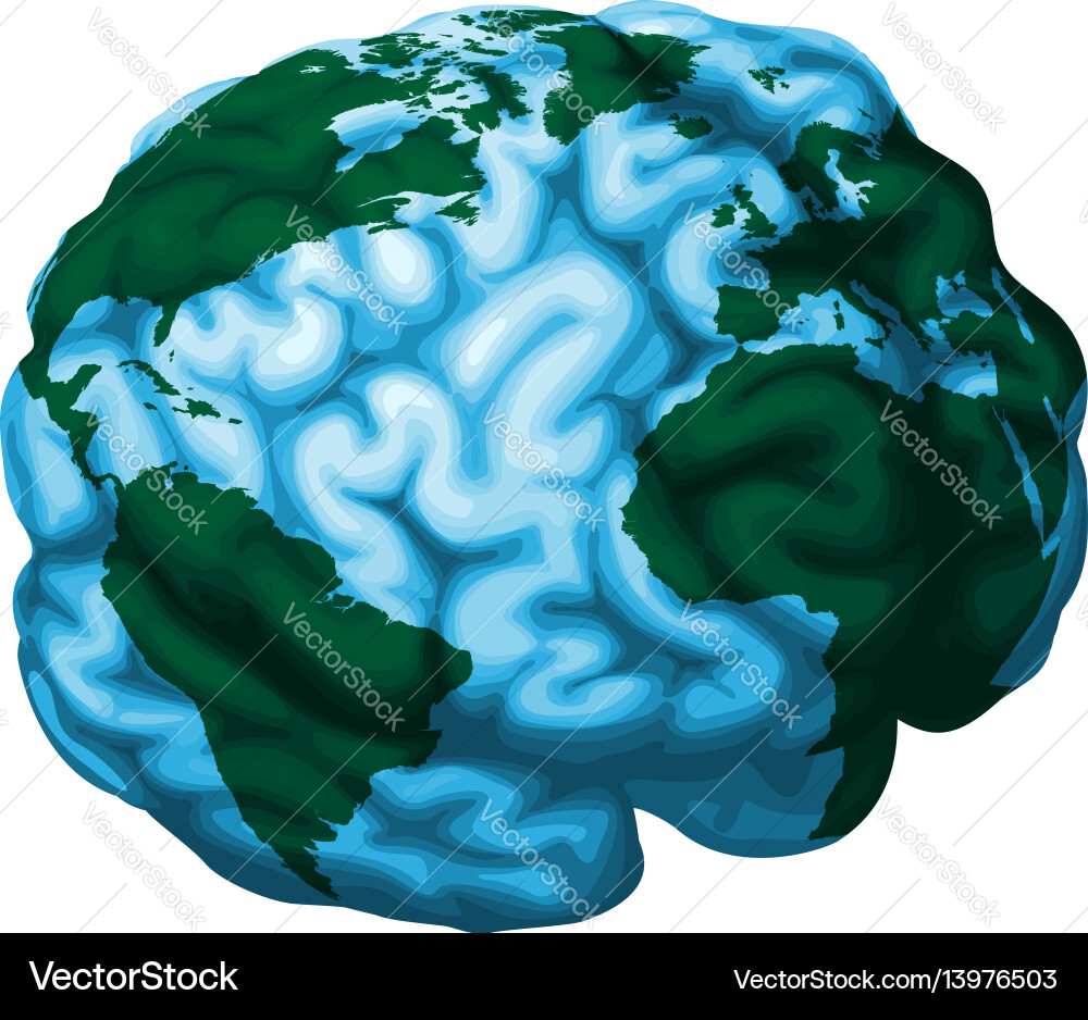 Brain world globe Royalty Free Vector Image - VectorStock