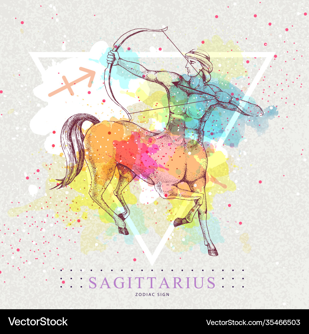 Card with astrology sagittarius sign Royalty Free Vector