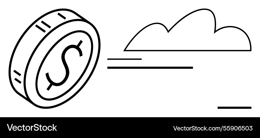 Flying coin with dollar sign in motion next Vector Image