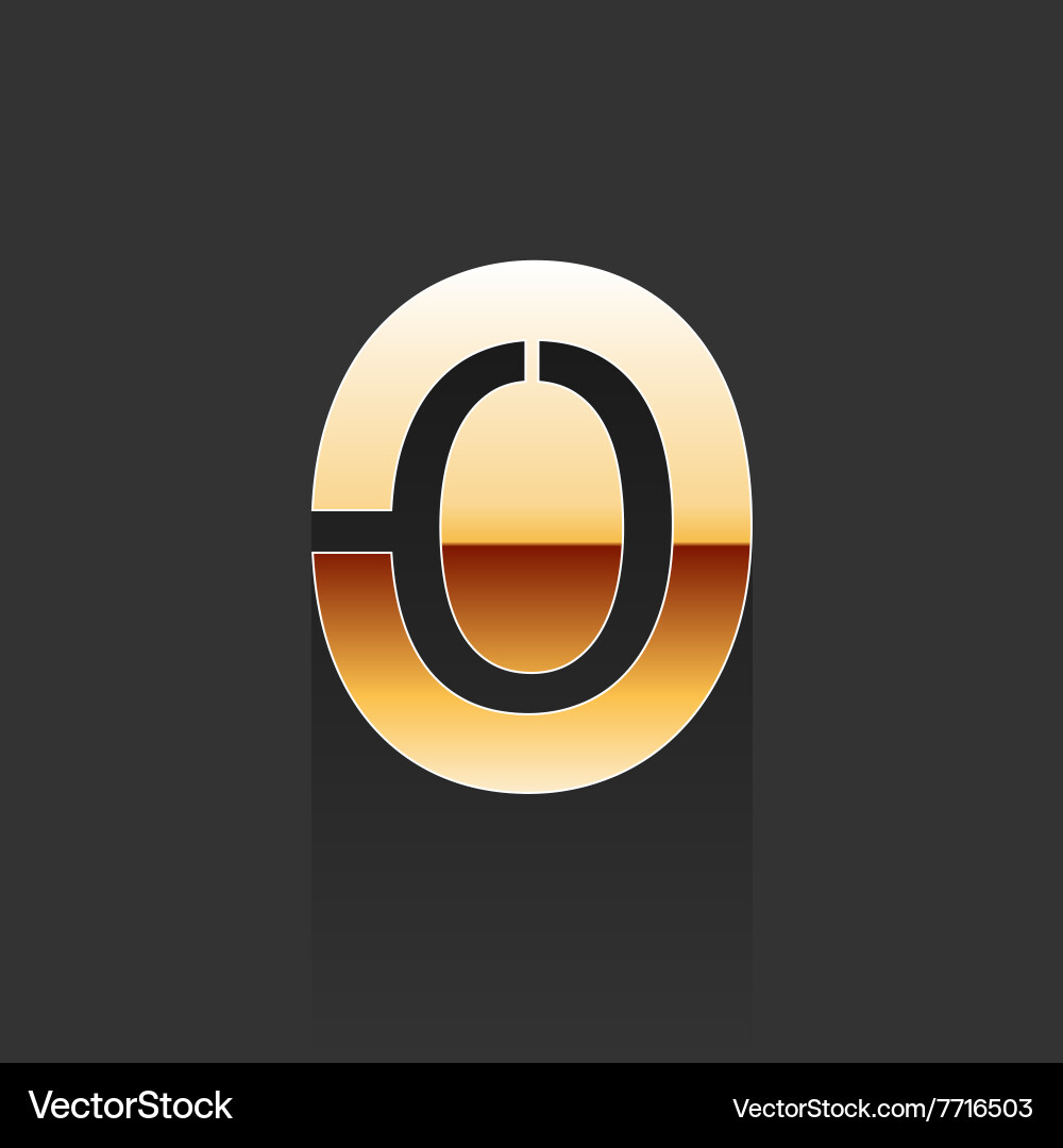 Gold letter o shape logo element Royalty Free Vector Image
