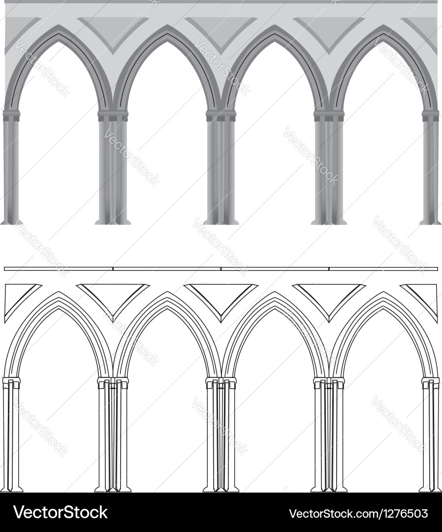 Gothic arch and column Royalty Free Vector Image