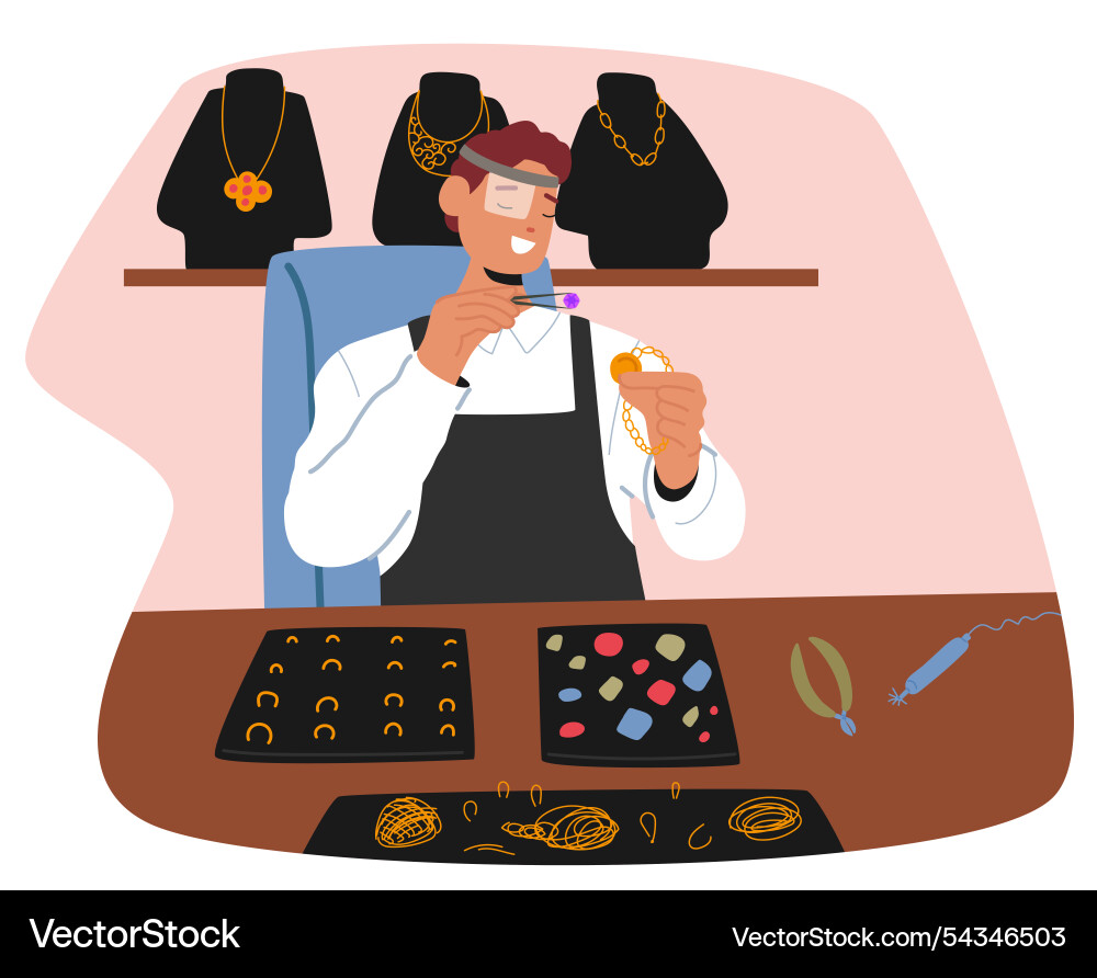 Man artisan making handmade accuracy Royalty Free Vector