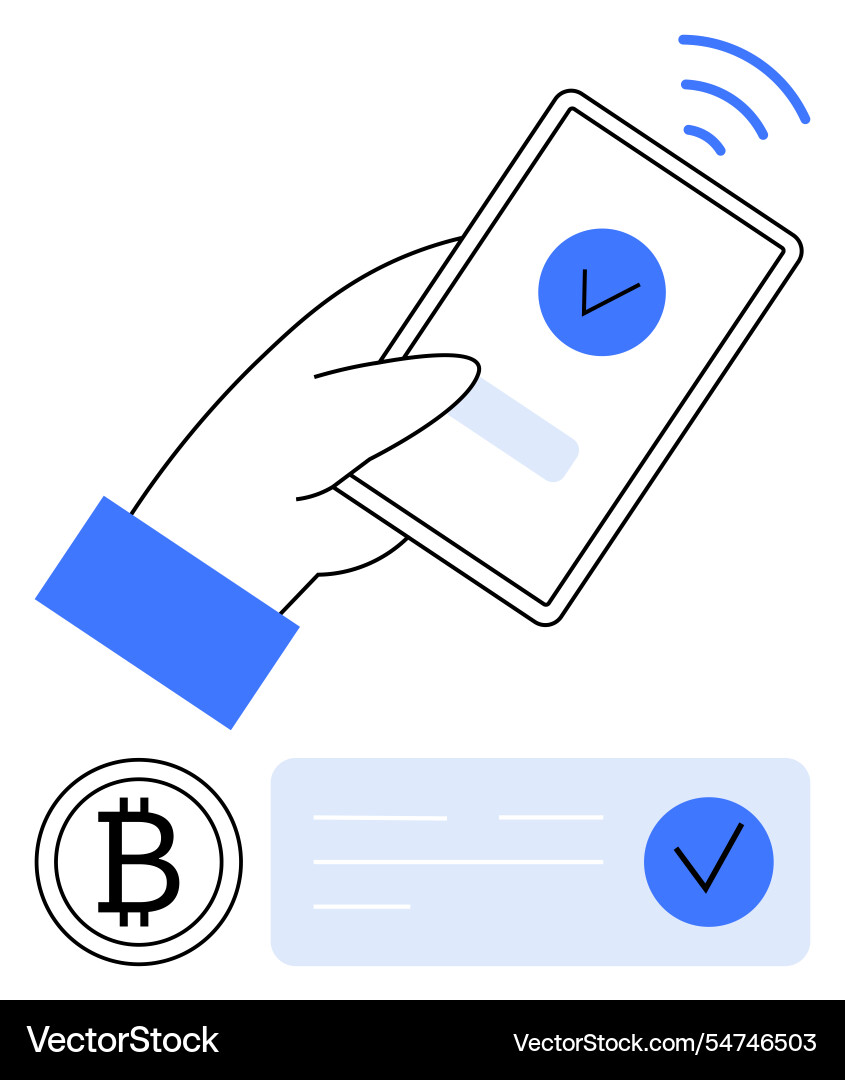 Mobile payment verification with cryptocurrency Vector Image