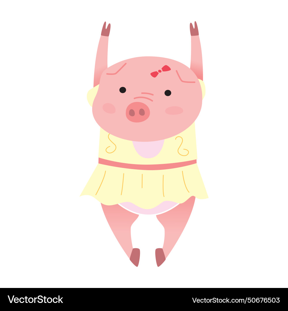 Pig cartoon character is posing ballet dance Vector Image
