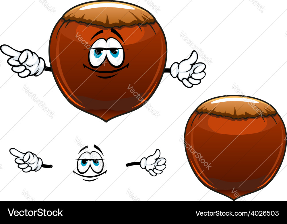 Smiling hazelnut fruit cartoon character Vector Image