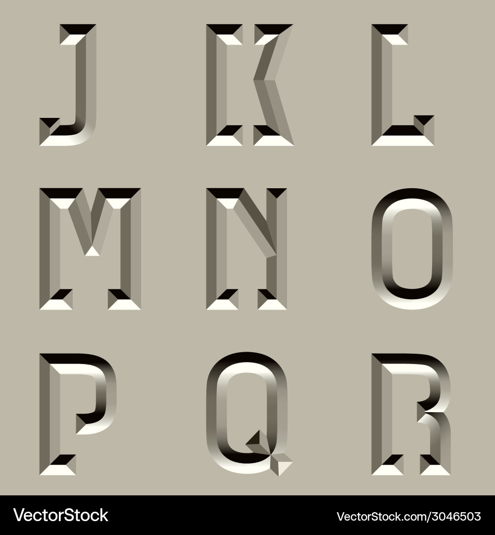 Stone carved alphabet font - part 2 Royalty Free Vector
