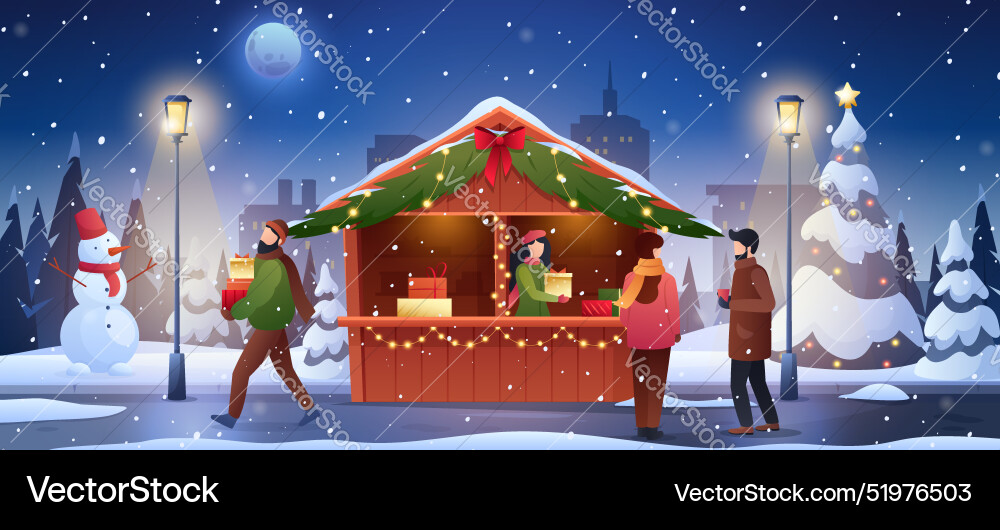 Winter christmas market Royalty Free Vector Image