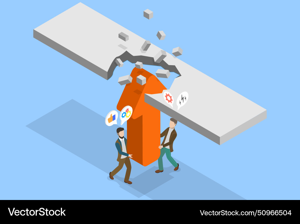 3d isometric flat of struggle Royalty Free Vector Image