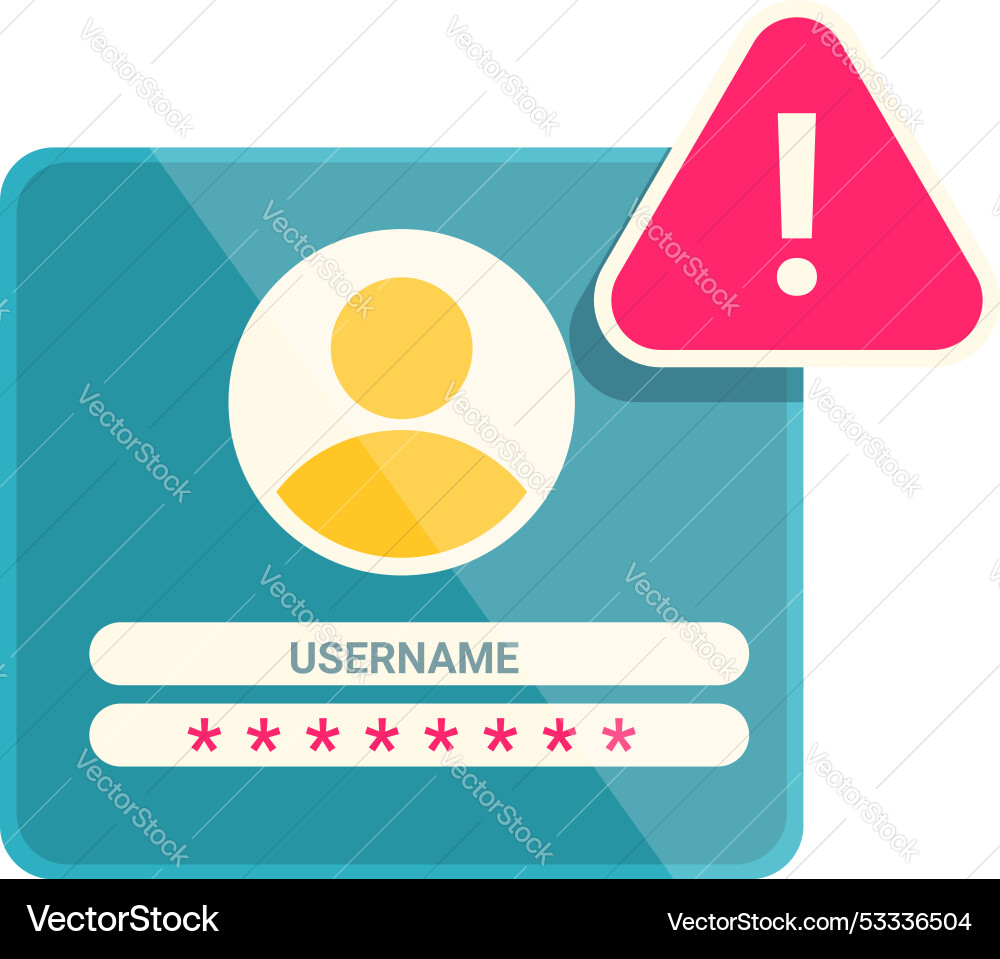 Attention required user account showing warning Vector Image