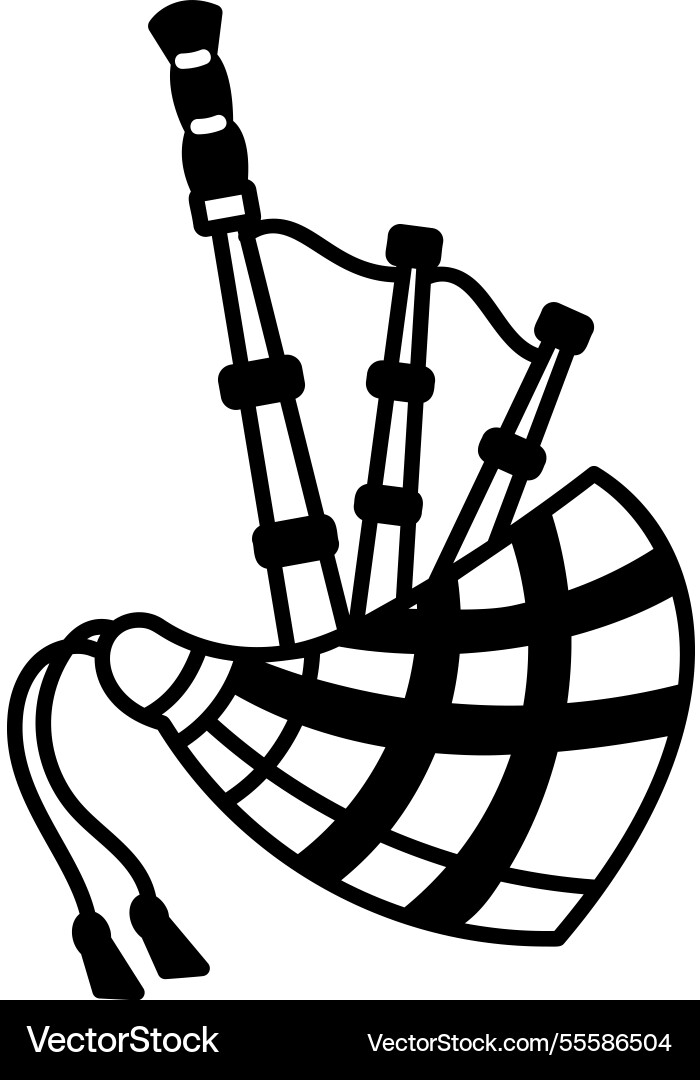 Bagpipes icon in hand drawn style Royalty Free Vector Image