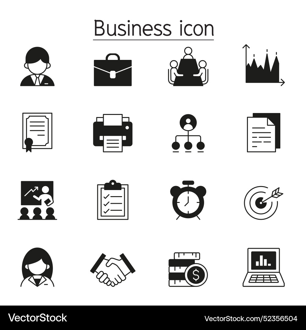 Business management icon set Royalty Free Vector Image
