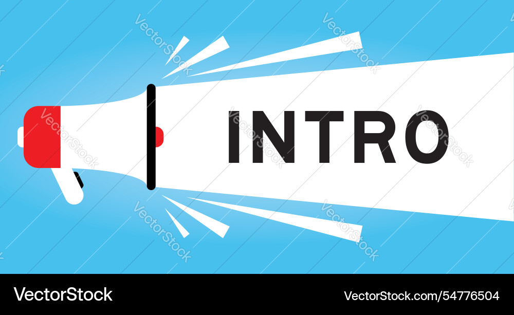Color megaphone icon with word intro in white Vector Image