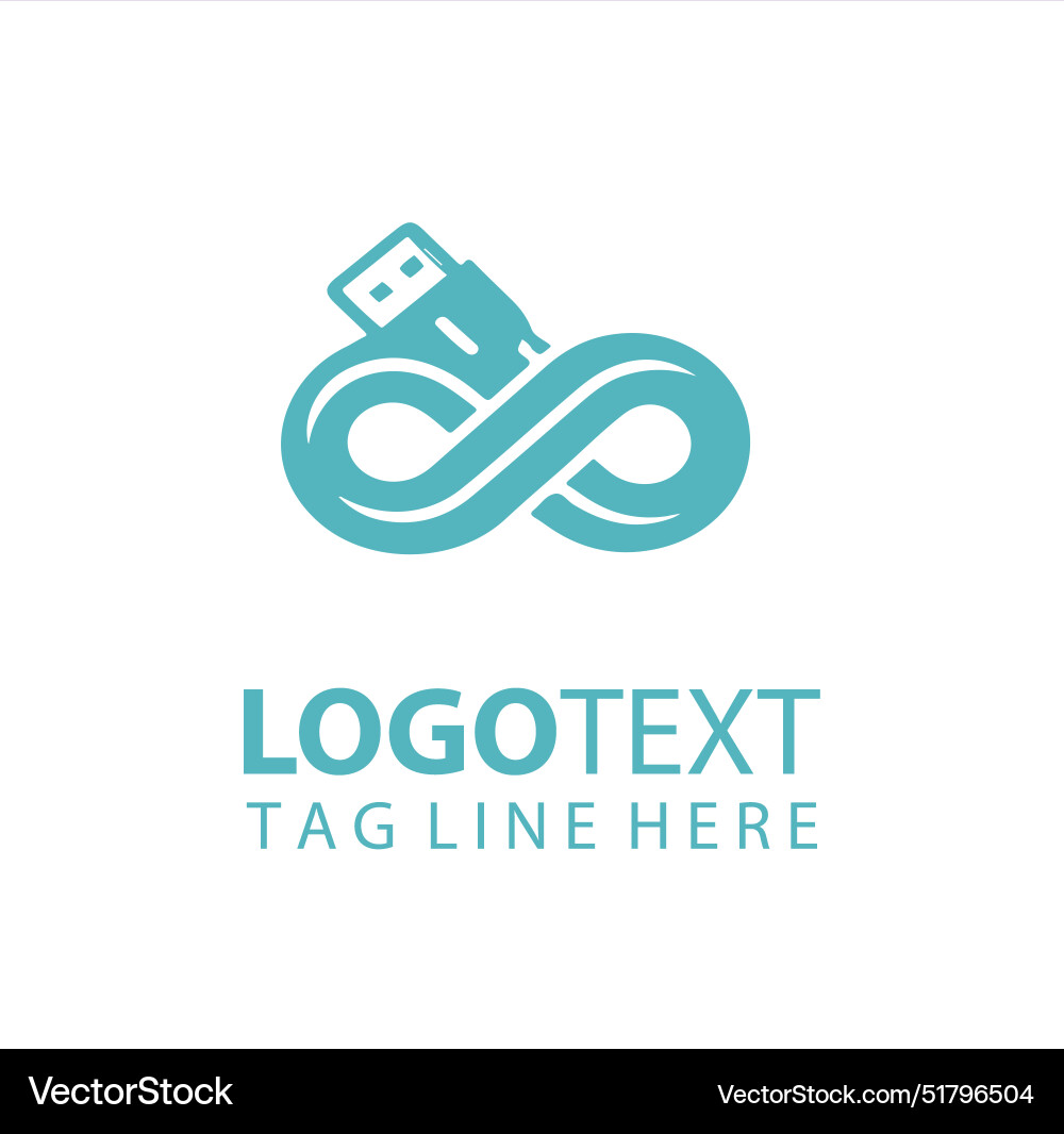 Infinity usb plug logo Royalty Free Vector Image
