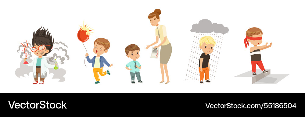 Little children character failure and mistake Vector Image