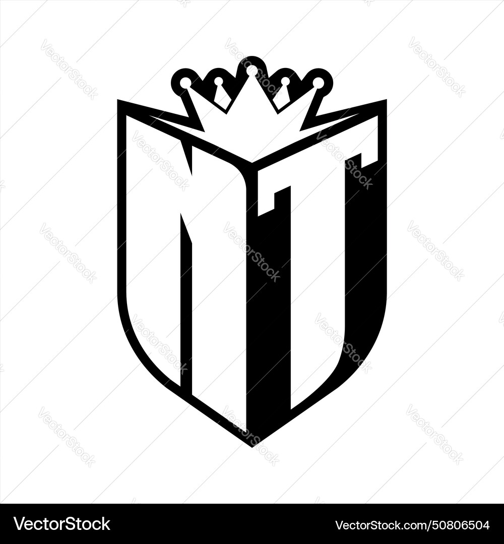 Nt letter bold monogram with shield shape Vector Image