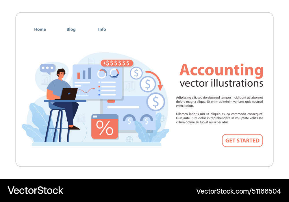 Professional diving into accounting tasks Vector Image